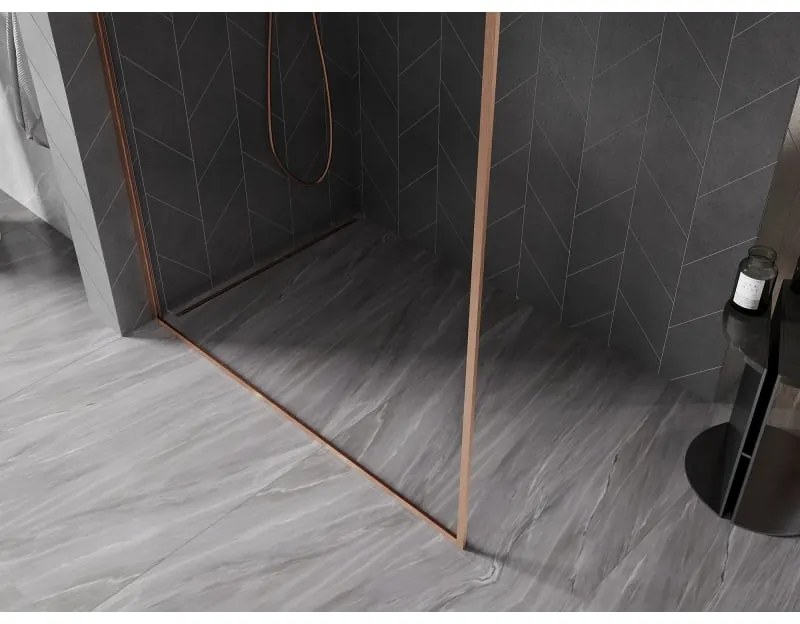 Mexen, Mexen Kioto-XF sprchová stěna s rámem 90 x 202 cm, průhledná 10 mm, broušená měď - 800-090-104-65-00-X