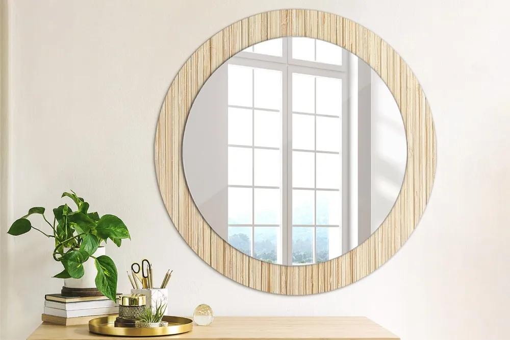 Kulaté dekorativní zrcadlo na zeď Bambusová sláma fi 70 cm