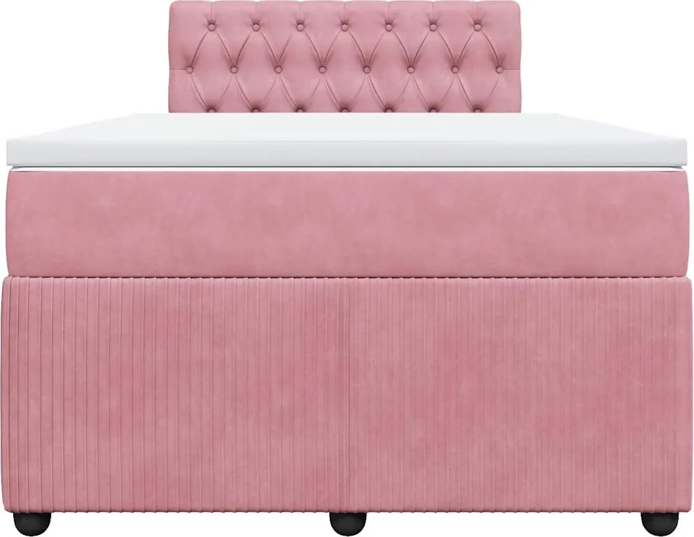 Box spring postel s matrací růžová 120x190 cm samet 3289997