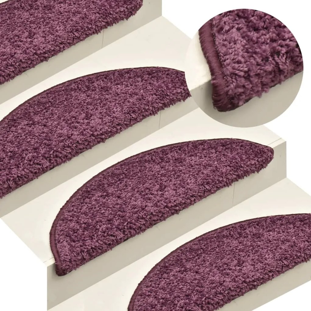 Schodové rohože 15 ks 56 x 17 x 3 cm tmavě fialové půlkulaté 322384
