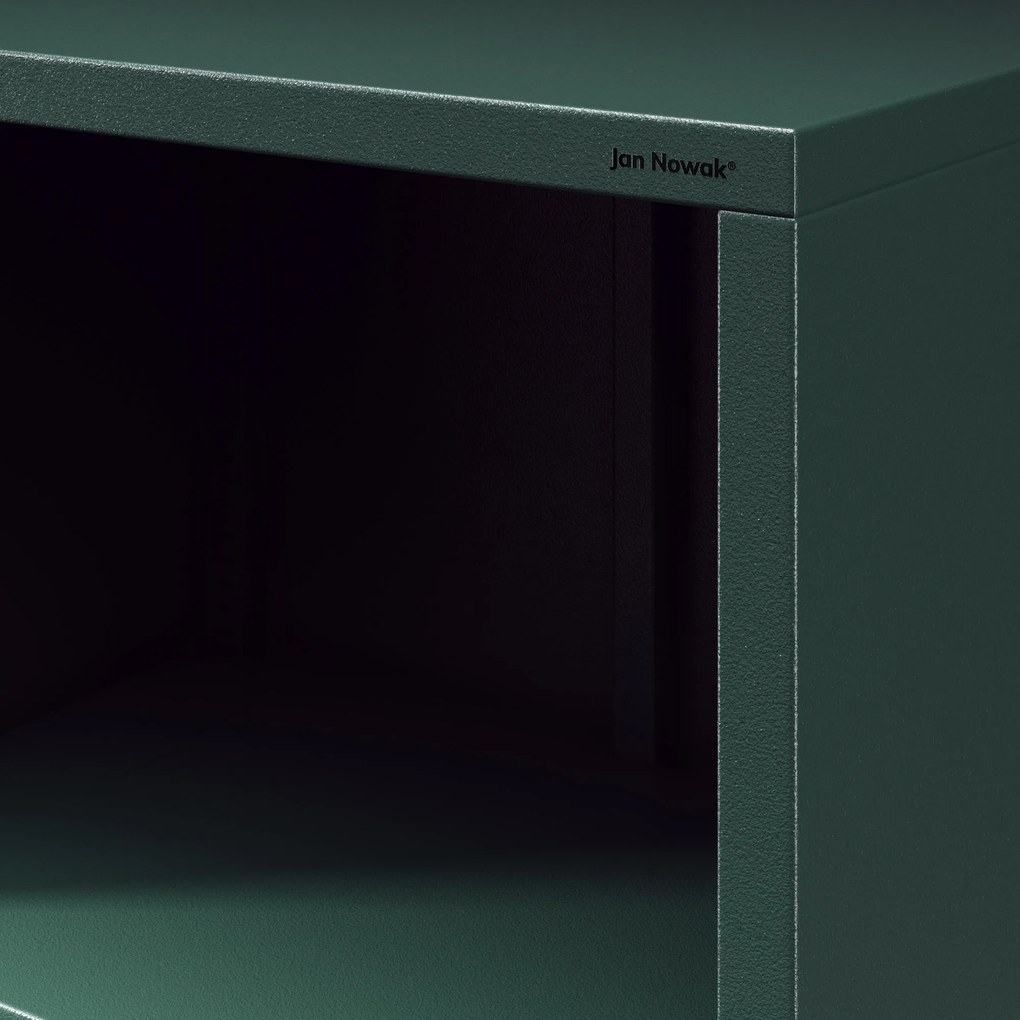 Regál plytký otevřený na knihy na nožičkách lahvově zelená, 500x1800x350 mm: MARIO Modern