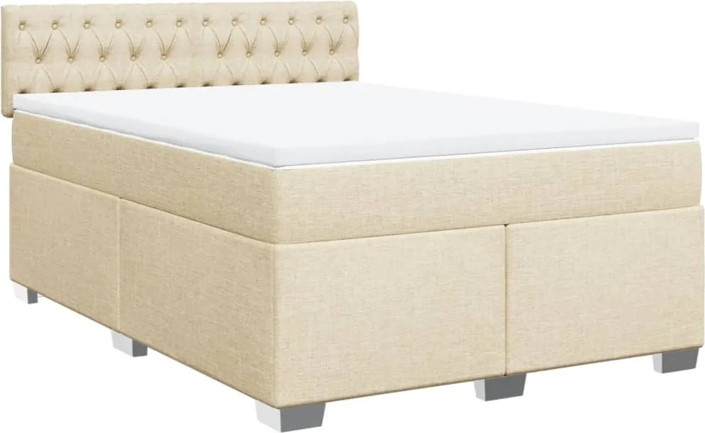 Box spring postel s matrací krémová 140x190 cm textil 3285895