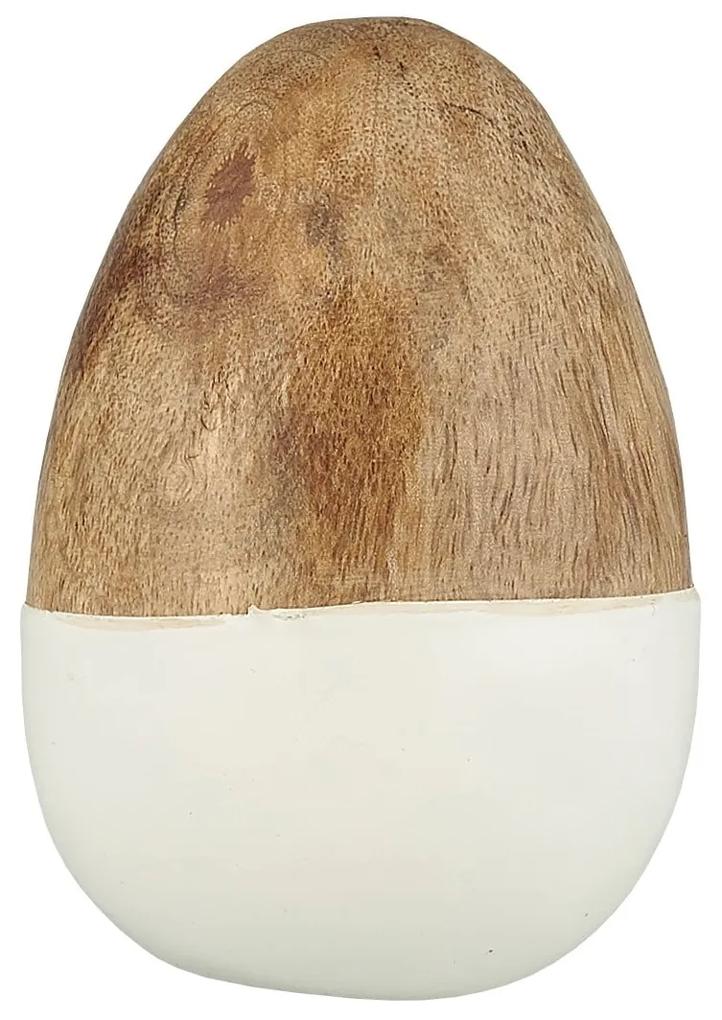 IB LAURSEN Velikonoční vajíčko Mango Wood Standing White, přírodní barva, dřevo