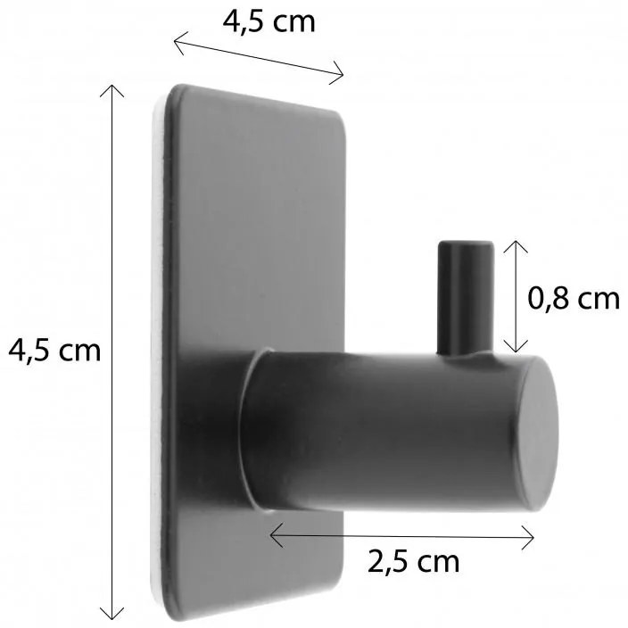 Erga Pad, samolepící háček na ručníky 4,5x4,5 cm (4ks), černá matná, ERG-YKA-CH.PAD-4-BLK