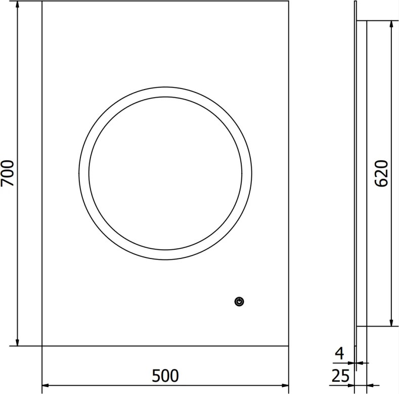 Mexen Koga, LED koupelnové zrcadlo s podsvícením 50 x 70 cm, 6000K, ochrana proti zamlžování, 9821-050-070-611-00