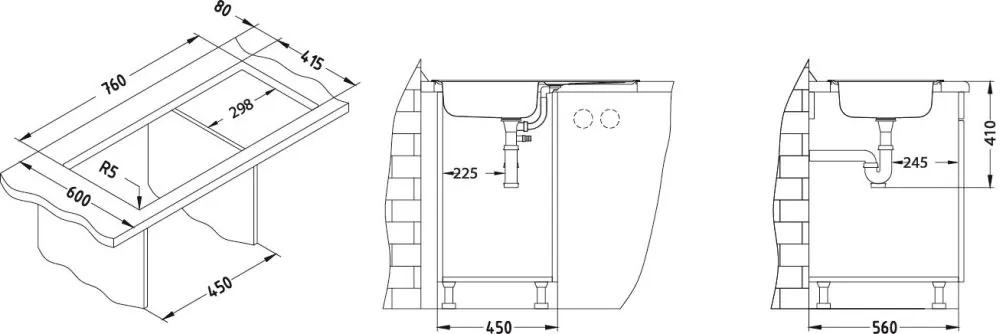 ALVEUS BASIC 150 FI 90 kuchyňský dřez nerez, 780 x 435 mm, satin 1037766