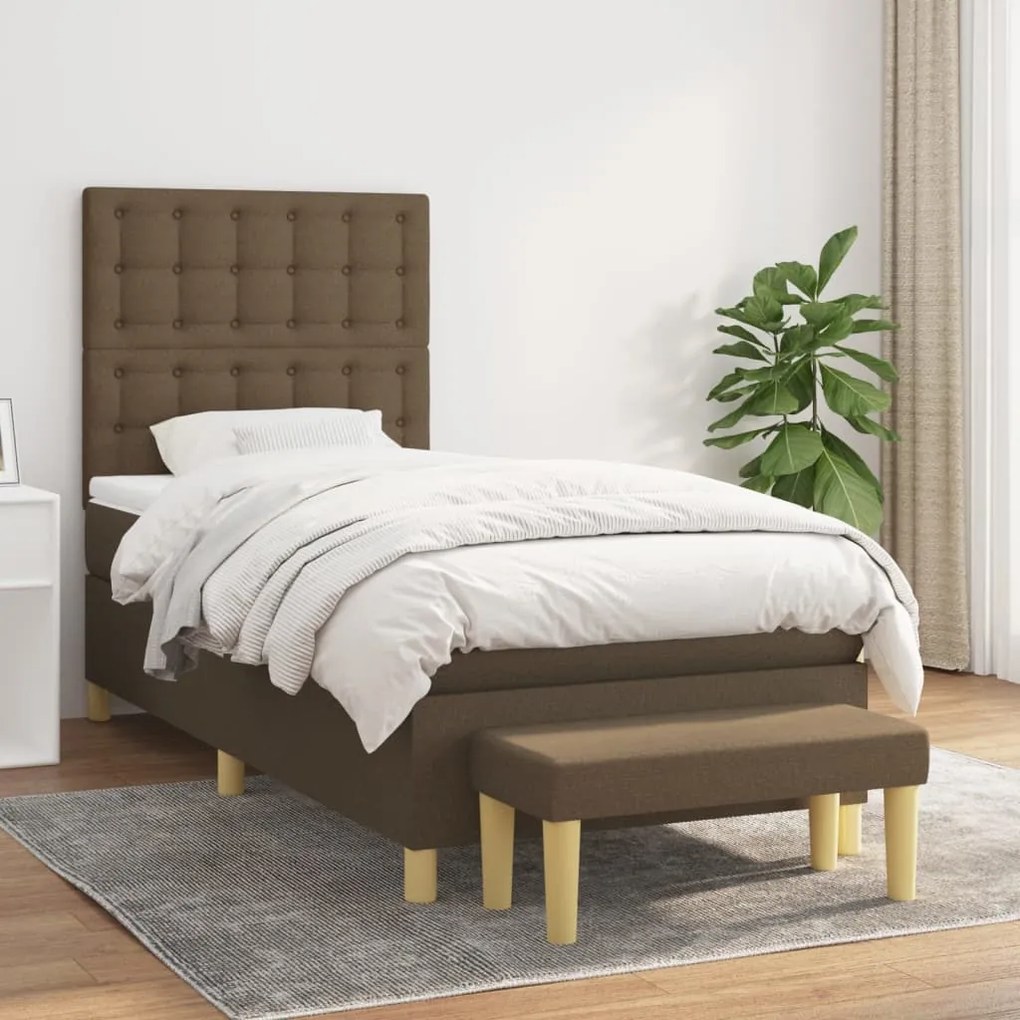 Box spring postel s matrací tmavě hnědá 80x200 cm textil 3137432