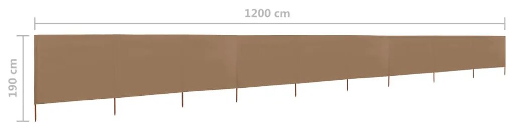 vidaXL Marketos 9dílná zástěna proti větru textil 1200 x 160 cm taupe