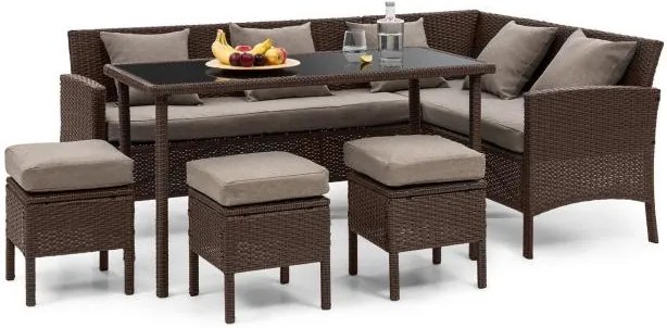 Blumfeldt Titania Dining Lounge set zahradní sedací souprava, hnědá / hnědá