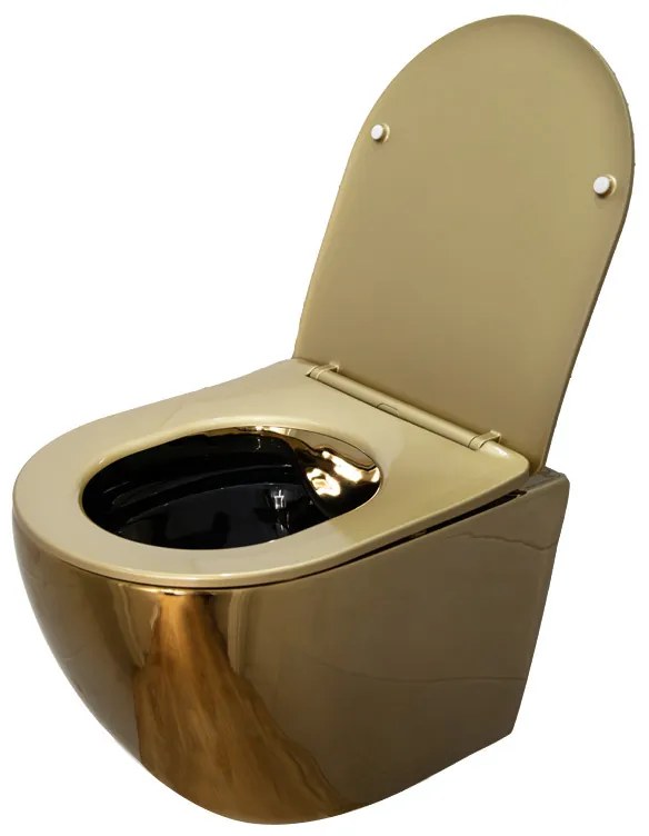 BPS-koupelny Závěsná WC mísa se SoftClose sedátkem HYD-4154, černá/zlatá