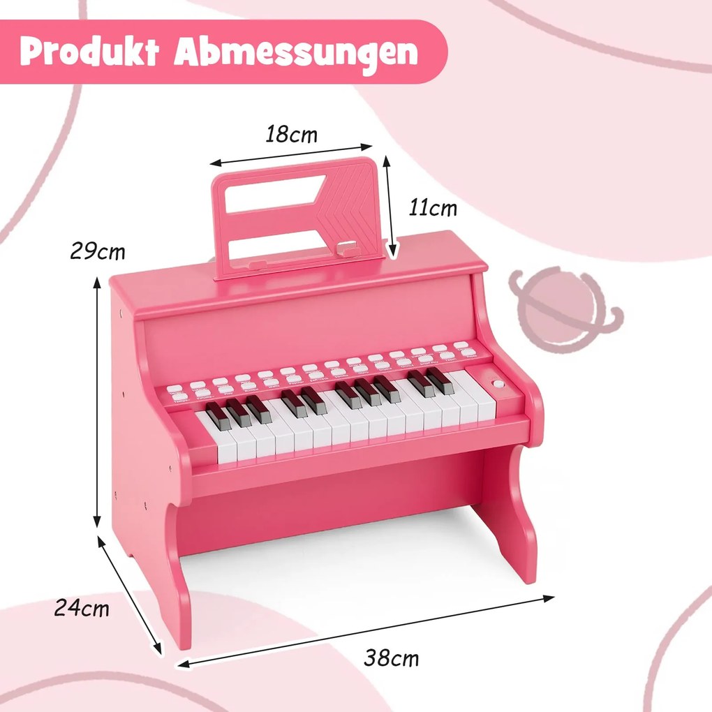 Costway 25 Keys Mini Digital Piano Dětské elektrické piano s nastavitelnou