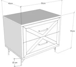 Noční stolek FELICITA 55x50 cm černá/hnědá