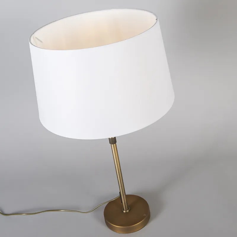 Stolní lampa bronzová s odstínem bílá 35 cm nastavitelná - Parte