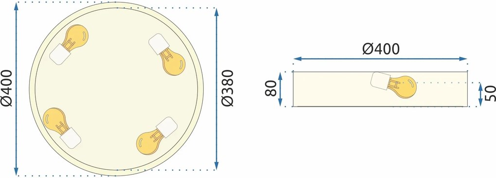 Toolight - Stropní svítidlo Classic 40cm 4xE27 60W APP873-C, zlatá, OSW-08917