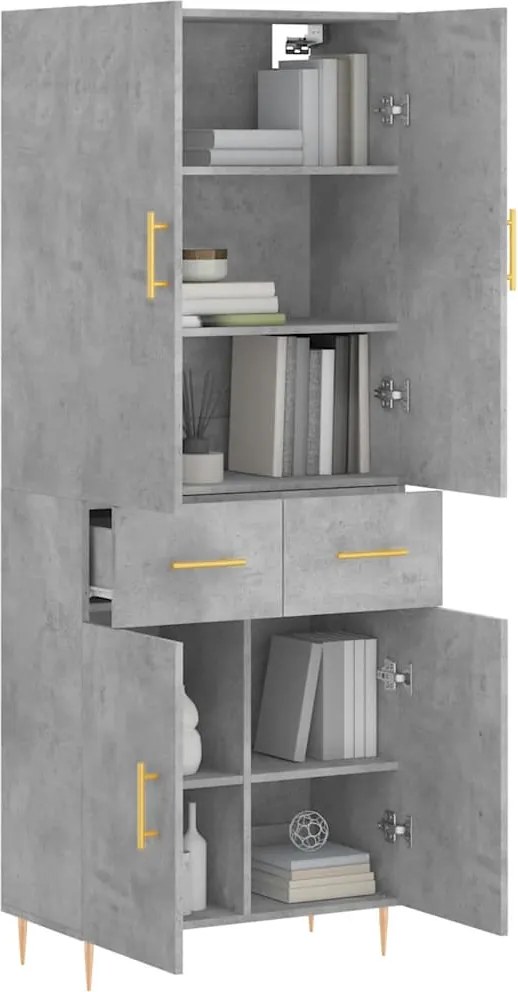 Skříň highboard betonově šedá 69,5x34x180 cm kompozitní dřevo 3198141