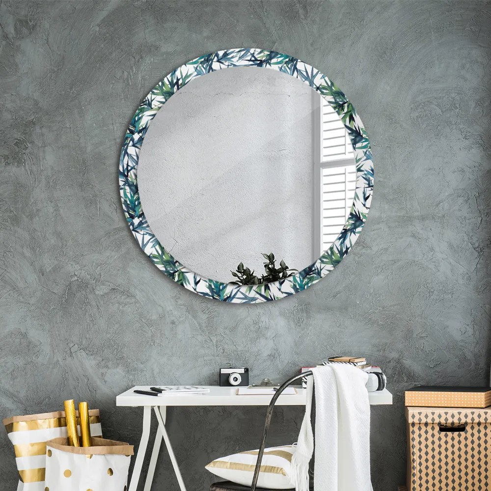 Kulaté dekorativní zrcadlo Modré palmy fi 90 cm