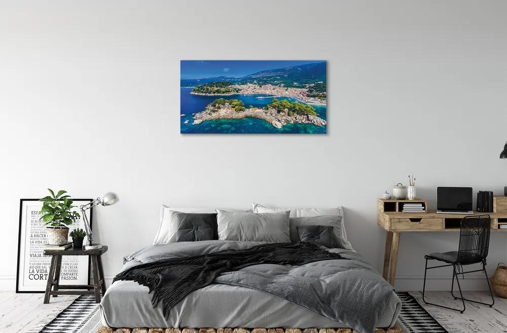Obrazy na plátně Řecko Panorama moře město 125x50 cm