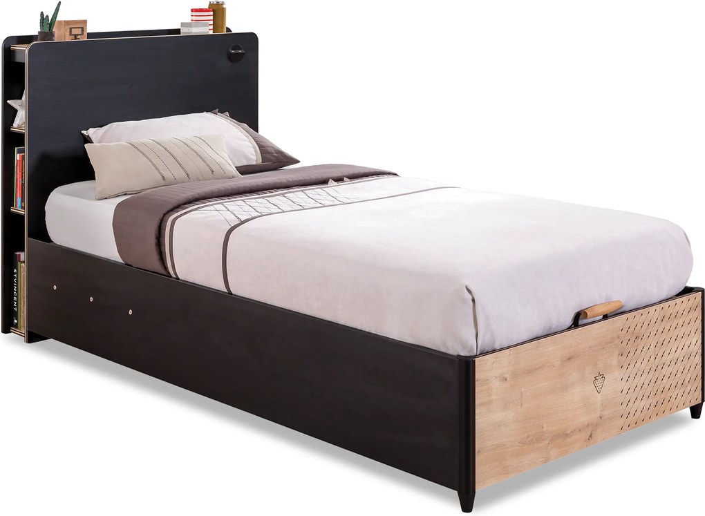 ČILEK - Studentská postel s úložným prostorem BLACK 100x200 cm