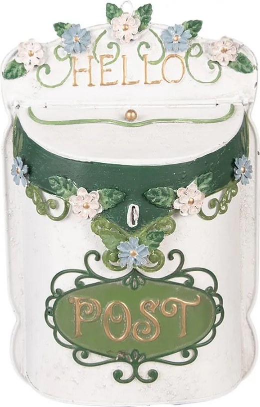 Bílá plechová poštovní schránka Hello Post - 27*10*42 cm