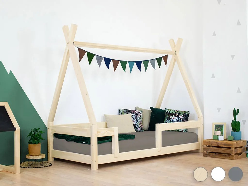 Benlemi Dětská domečková postel NAKANA  s bočnicí Barva: Transparentní vosková lazura matná, Rozměr: 90 x 200 cm