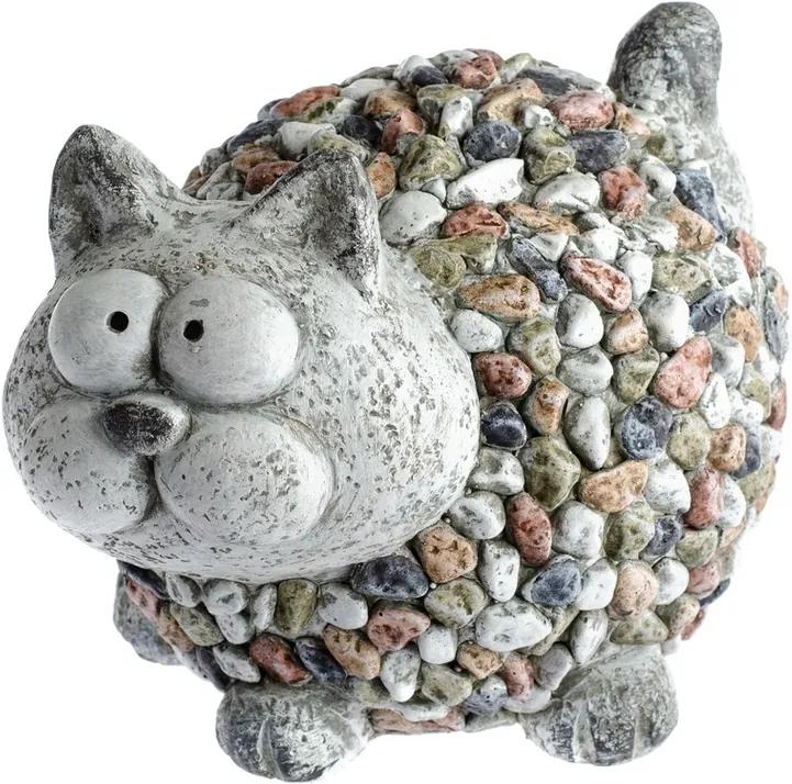 Zahradní dekorace Kočka s kamínky, 26,5 x 20 x 20 cm | BIANO