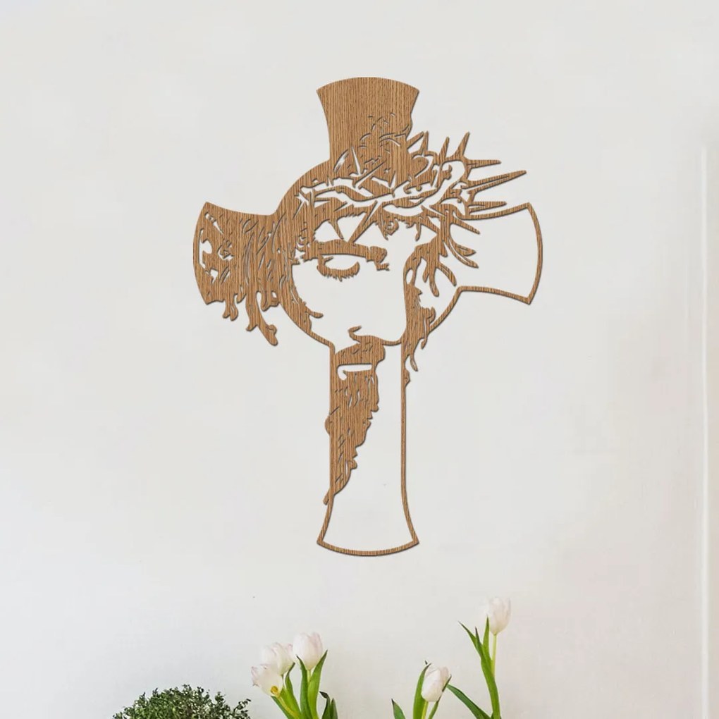 dřevo života Dřevěný kříž s ježíšem na zeď Zvolte rozměr (cm): 20x27, Zvolte barvu dekoru: Ořech