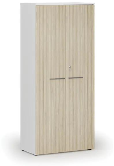 Kancelářská skříň s dveřmi PRIMO WHITE, 1781 x 800 x 420 mm, bílá/dub přírodní