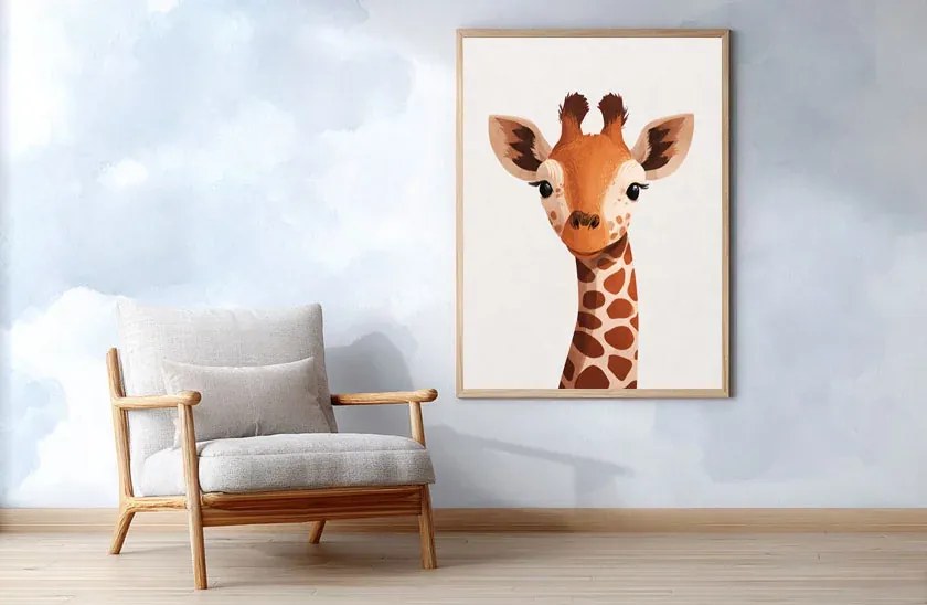 Zvědavá žirafa - obraz - Portrét usměvavé žirafy 78 - 40 x 50 cm - 499 Kč