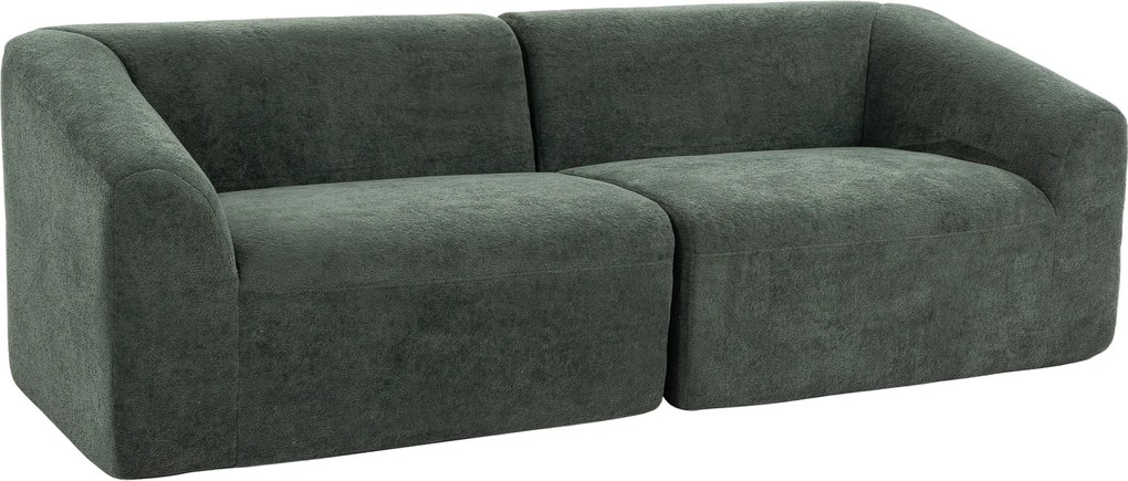 HOMCOM 3-místná pohovka z čenilu 225 cm, moderní čalouněná obývací pohovka s širokým sedákem, polštáře s pružinovým jádrem, tmavě zelená