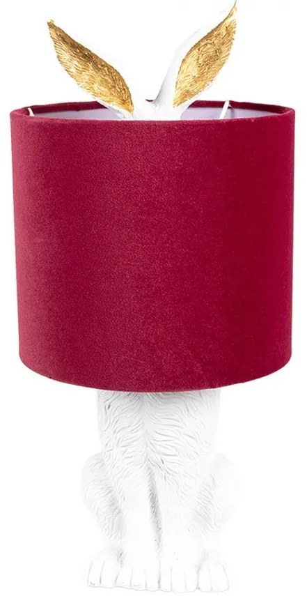 Bílá stolní lampa králík s červeným stínidlem Rabbi - Ø 20*43 cm