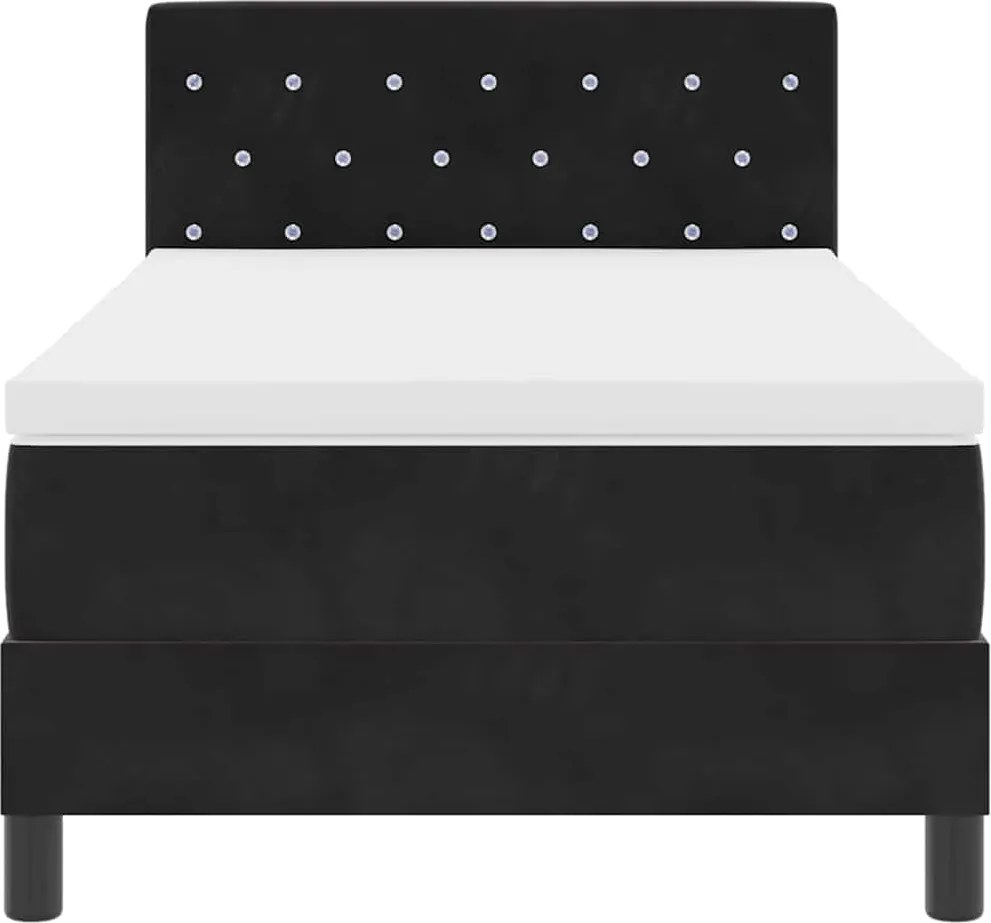 Postel s boxspringem s matrací s čelo Černá 90 x 200 cm samet 3339082