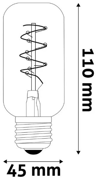 Prémiová designová retro LED žárovka E27 4,5W 400lm EXTRA TEPLÁ T45 filament, 3 roky