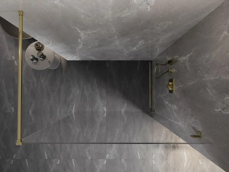 Mexen Lunar sprchová stěna pravá 50 x 200 cm, 8mm čiré sklo, zlatá lesklá, 830-050-000-50-00-P