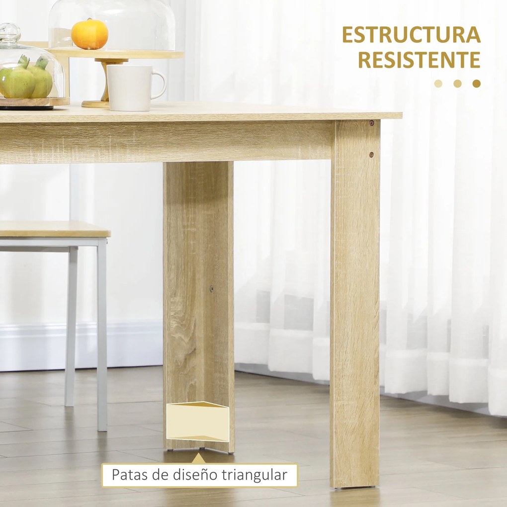 HOMCOM jídelní stůl pro 4-6 osob, obdélníkový, moderní styl, nosnost 50 kg, 120 cm D x 69 cm Š x 75 cm V, dub