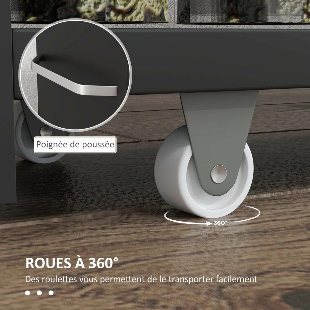 Kleankin 3-vrstvý úložný vozík na kolečkách pro užší kuchyň, koupelnu, prádelnu a kancelář s rukojetí - 48 x 15 x 80 cm Černý | Aosom