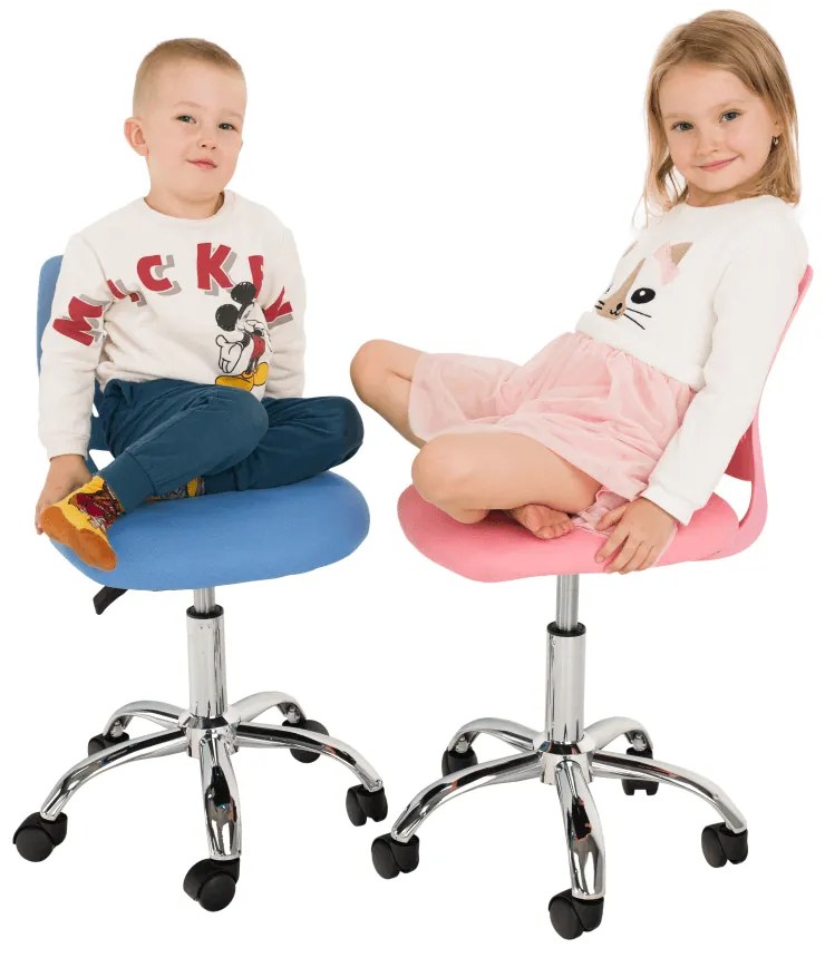 Dětská židle PIXIE - kov, polyester, modrá / chrom