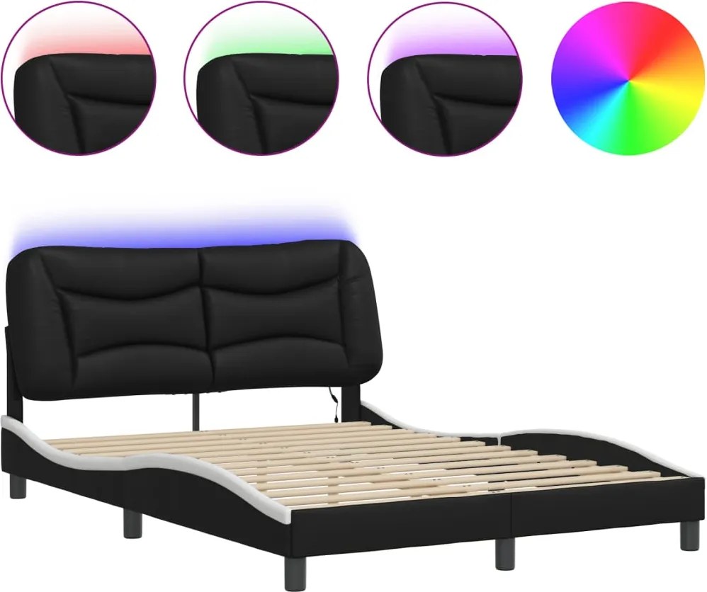 Rám postele s LED bez matrace Hvar černý a bílý 120x200 cm 3213925