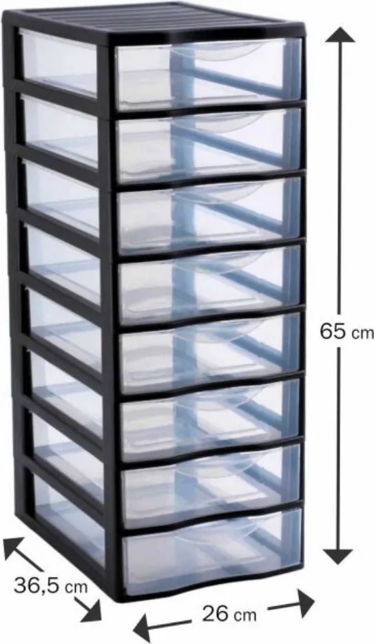 SUNDIS Úložný box s 8 zásuvkami, antracit, OFFICEMIX A4 8A