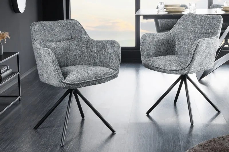 Designová otočná židle Rahiq šedá