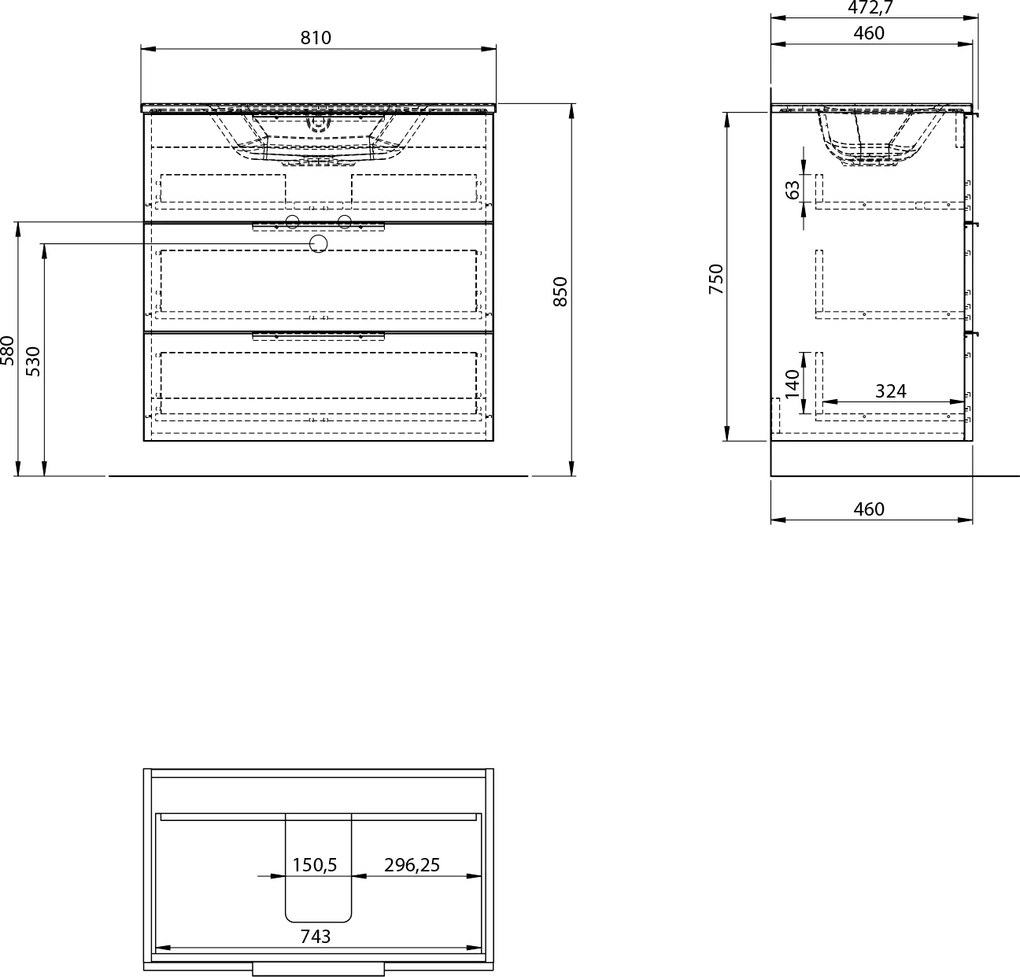 Sapho Cirasa koupelnová skříňka pod umyvadlo 79,8 x 75 x 46 cm dub Alabama hnědá CR831-2222