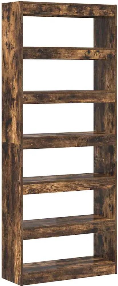 Knihovna 6 úrovní 80 x 30 x 198 cm Kompozitní dřevo Kouřový dub 3333920