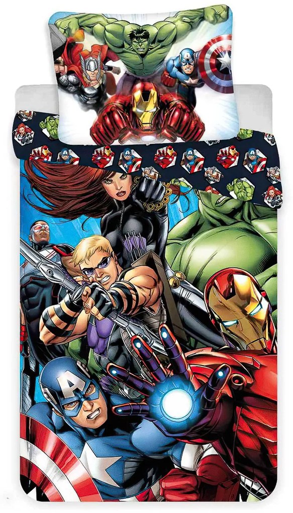 Jerry Fabrics povlečení AVENGERS 03, modré, bavlna hladká, 140x200cm + 70x90cm