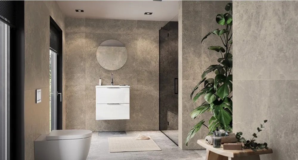 Bílá lesklá závěsná skříňka pod umyvadlo 61x61 cm Celano – Germania