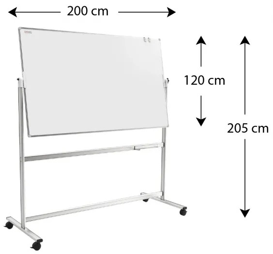 Mobilní tabule 200 x 120 cm ALLboards CERAMIC TOS1220P3