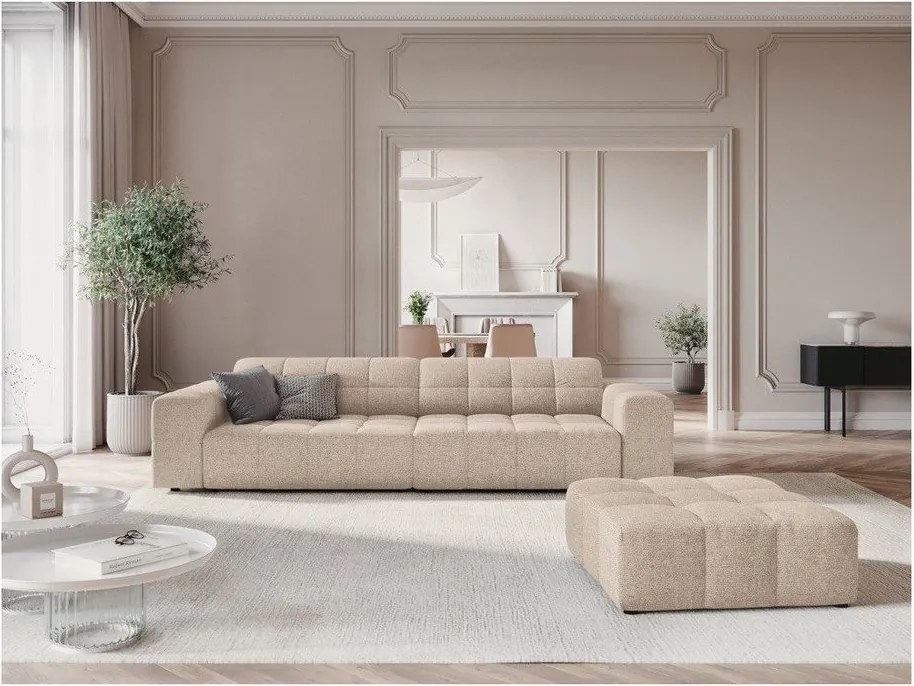 Béžová žinylková rohová pohovka (pravý roh/s lenoškou) Chicago - II. jakost – Cosmopolitan Design
