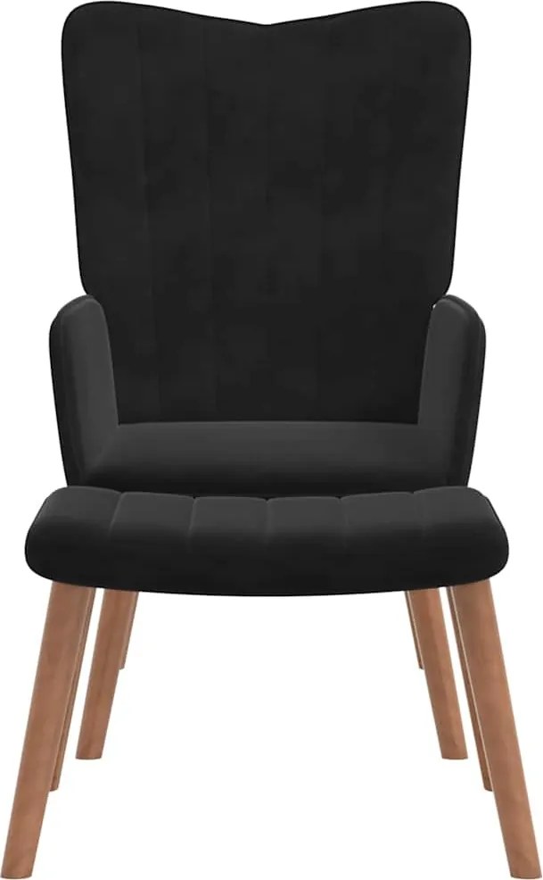 Relaxační křeslo se stoličkou černé samet 327672