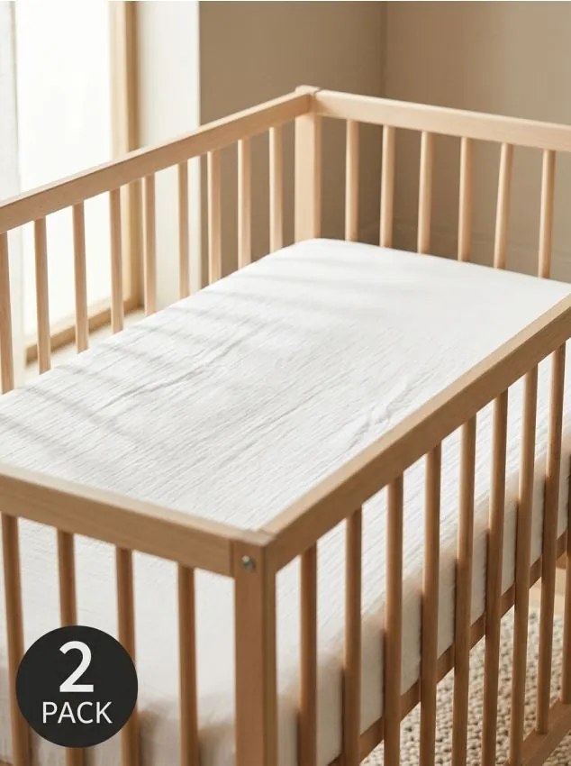 Sinsay - Bavlněná prostěradla z odolné tkaniny s gumou 2 pack - bílá