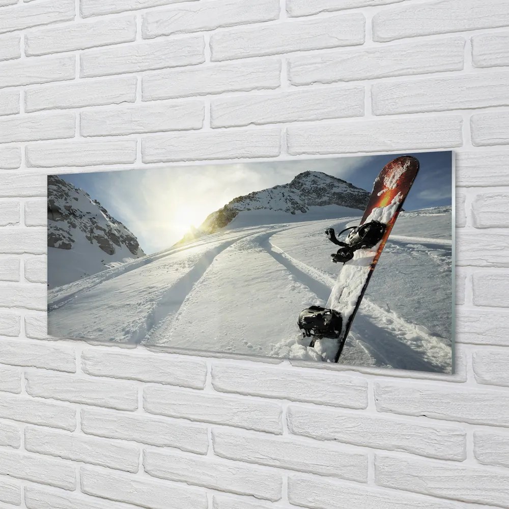akrylový obraz Deska ve sněhu horách 120x60 cm