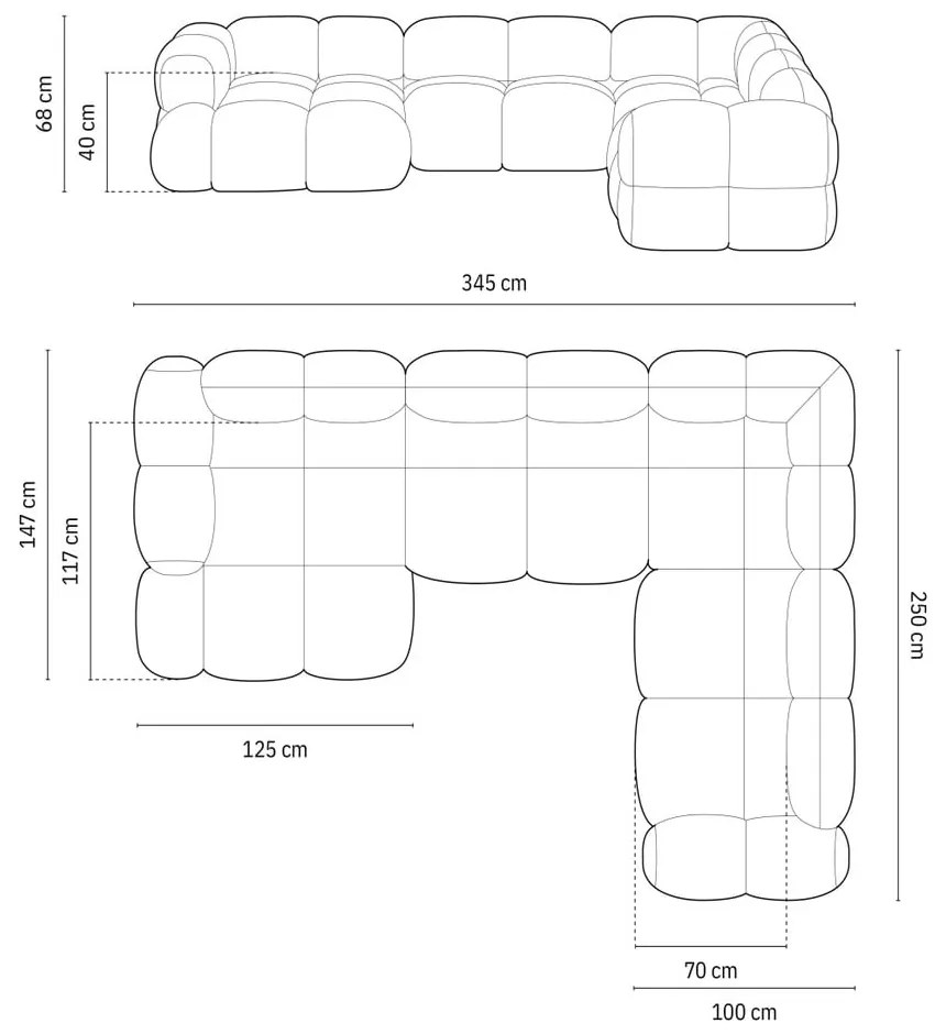 Šedá rohová pohovka (pravý roh/do "U") Loretto – Cosmopolitan Design