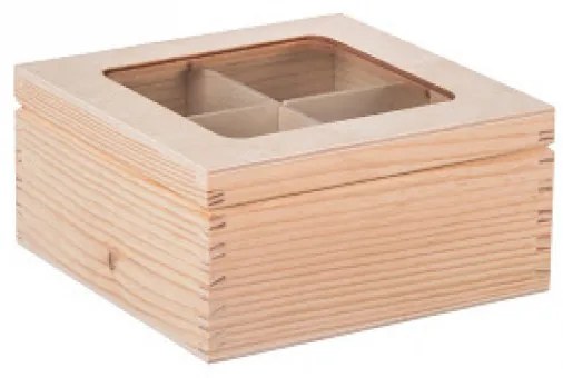 Krabička dřevěná s plexisklem 21 | 4 přihrádky
